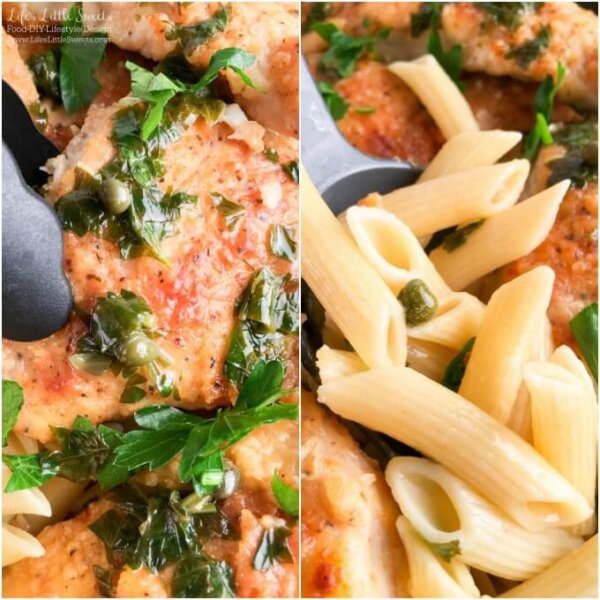 Lemon Chicken Piccata Penne Pasta - Life's Little Sweets
