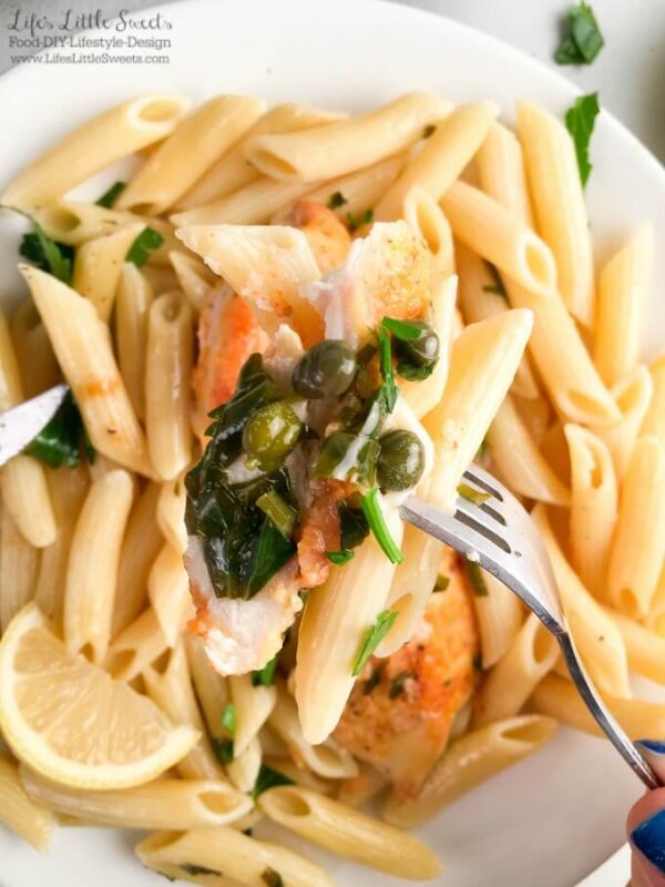 Lemon Chicken Piccata Penne Pasta - Life's Little Sweets
