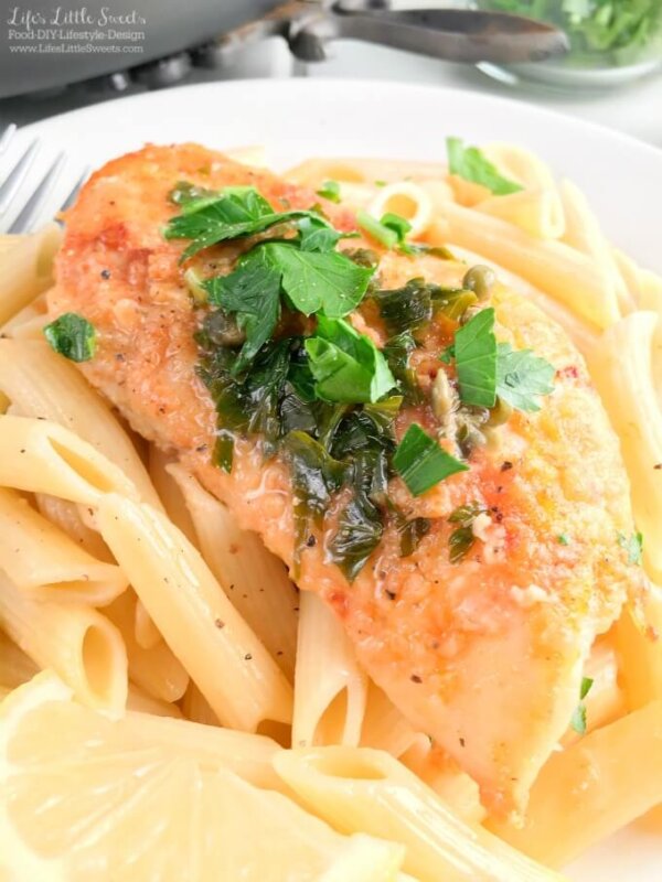 Lemon Chicken Piccata Penne Pasta - Life's Little Sweets