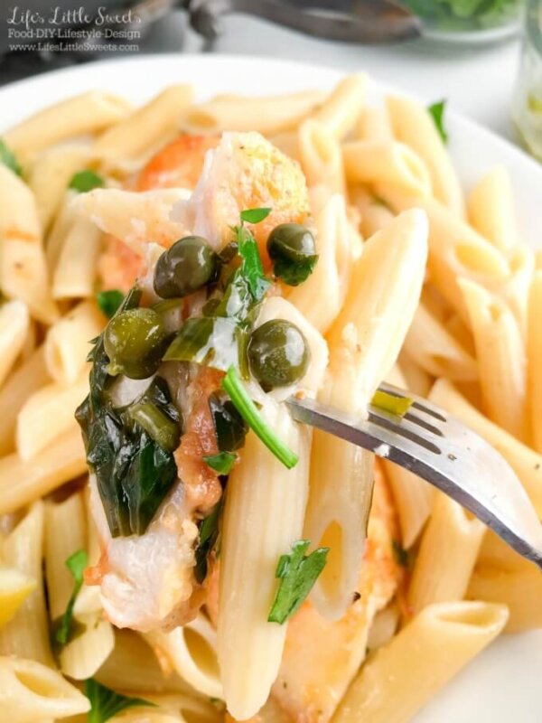 Lemon Chicken Piccata Penne Pasta - Life's Little Sweets