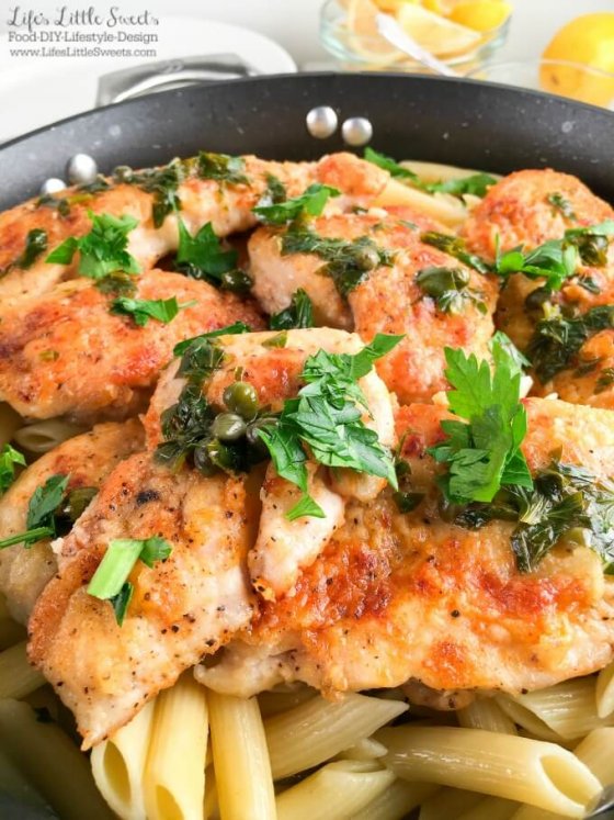 Lemon Chicken Piccata Penne Pasta - Life's Little Sweets