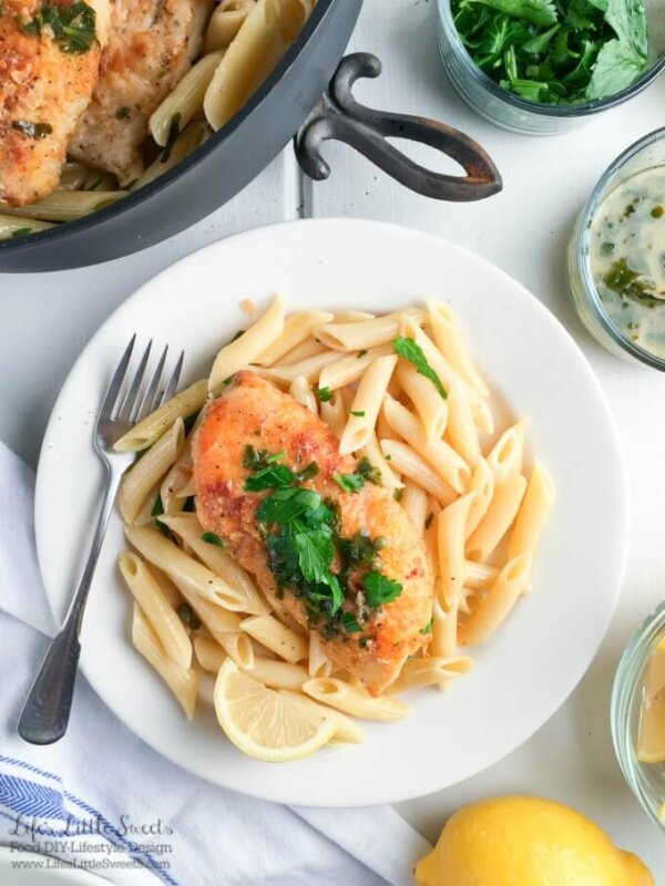 Lemon Chicken Piccata Penne Pasta - Life's Little Sweets