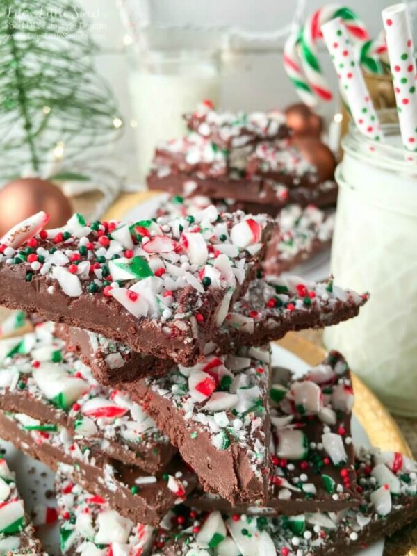 Easy Peppermint Candy Cane Chocolate Bark - Life's Little Sweets