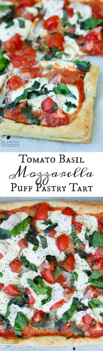 Tomato Basil Mozzarella Puff Pastry Tart - Life's Little Sweets