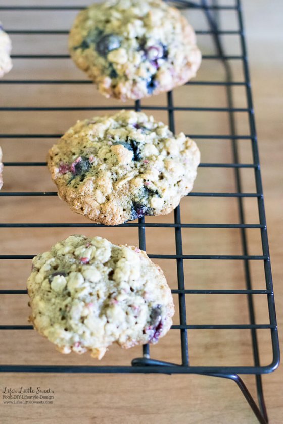 Raspberry Blueberry Oatmeal Cookies Recipe - Life's Little Sweets