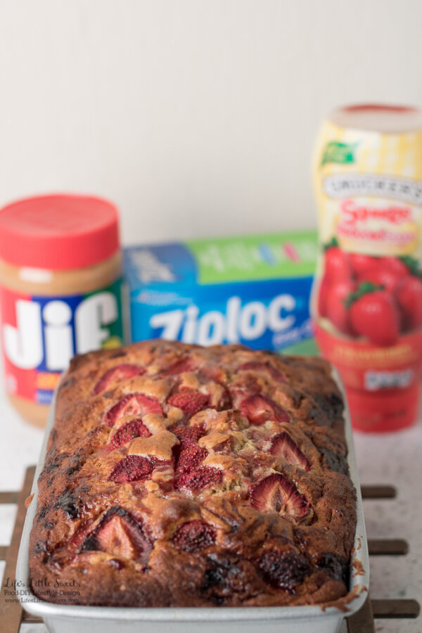 Peanut Butter and Jelly Strawberry Banana Bread - Life's Little Sweets