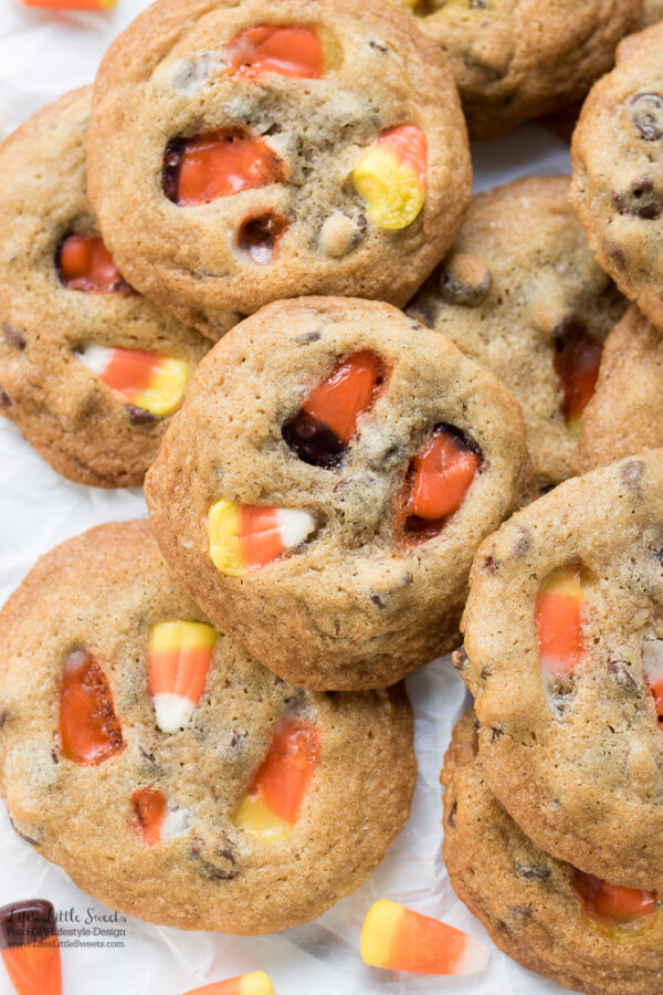 Candy Corn Chocolate Chip Cookies - Life's Little Sweets