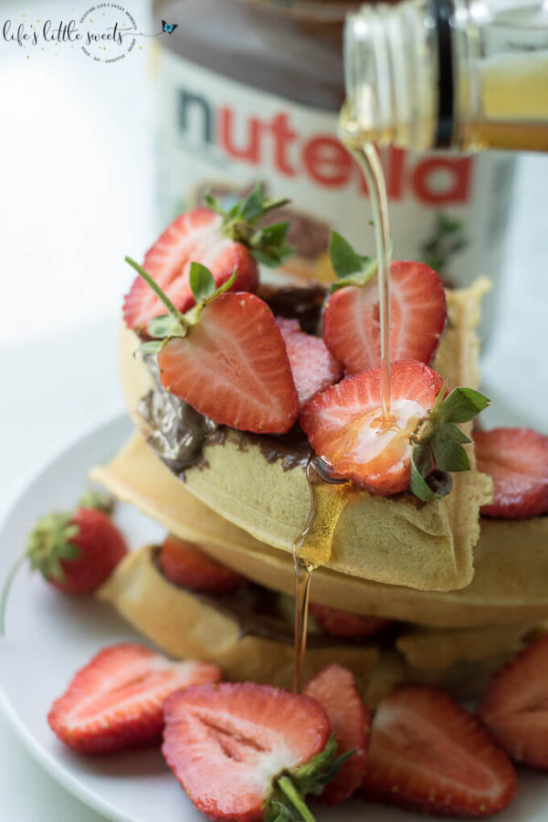 Strawberry Nutella Waffles (with Maple Syrup) - Life's Little Sweets
