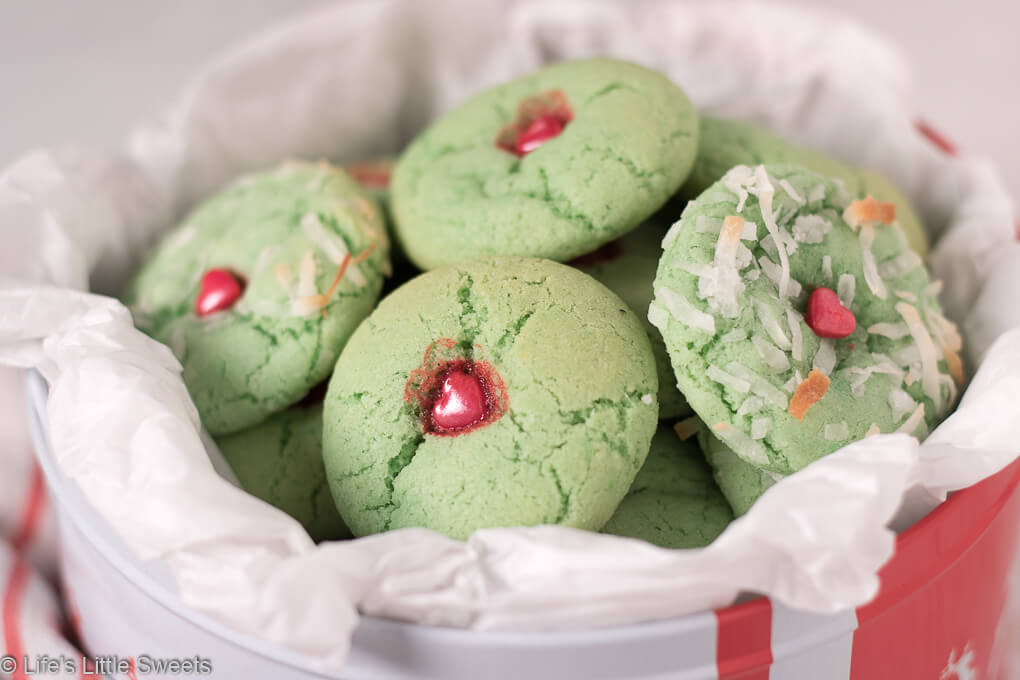 Grinch Sugar Cookies (Green, Red Candy Heart) - Life's Little Sweets