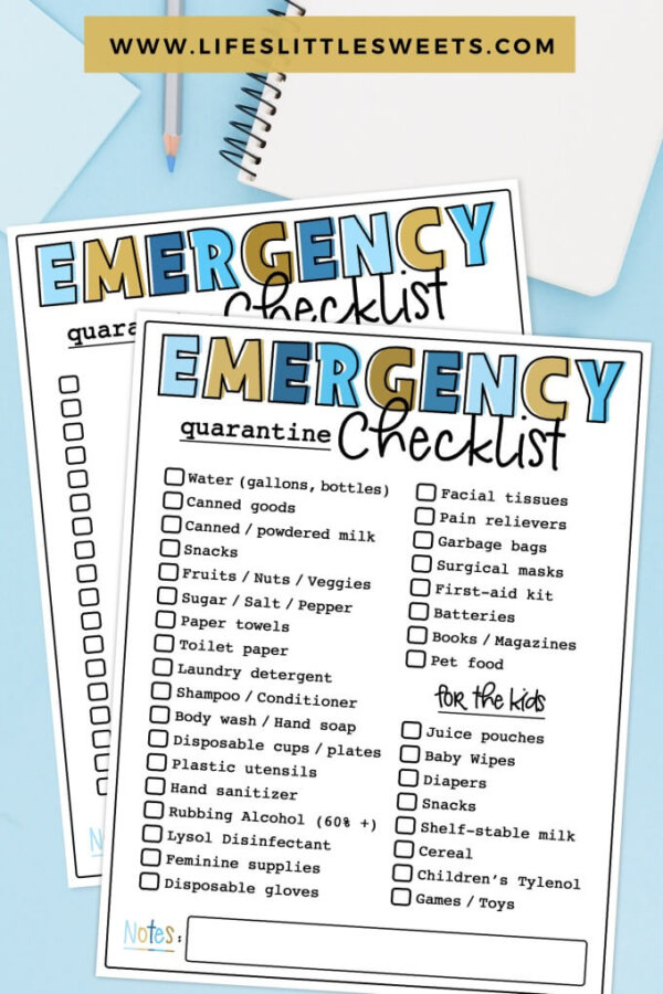 Emergency Quarantine Checklist Printable - Life's Little Sweets