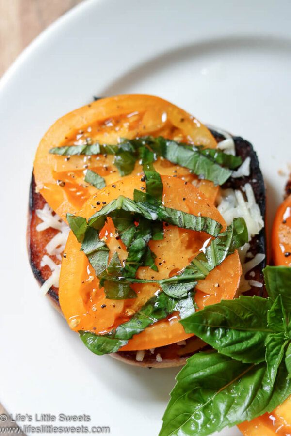 Tomato Basil Mozzarella Bagel Toast - Life's Little Sweets