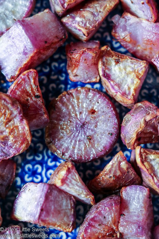 Roasted Radishes (Purple Daikon Radishes, V, GF) - Life's Little Sweets
