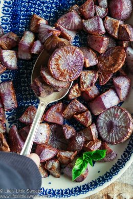 Roasted Radishes (Purple Daikon Radishes, V, GF) - Life's Little Sweets