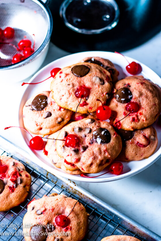 Maraschino Cherry Chocolate Chip Cookies - Life's Little Sweets