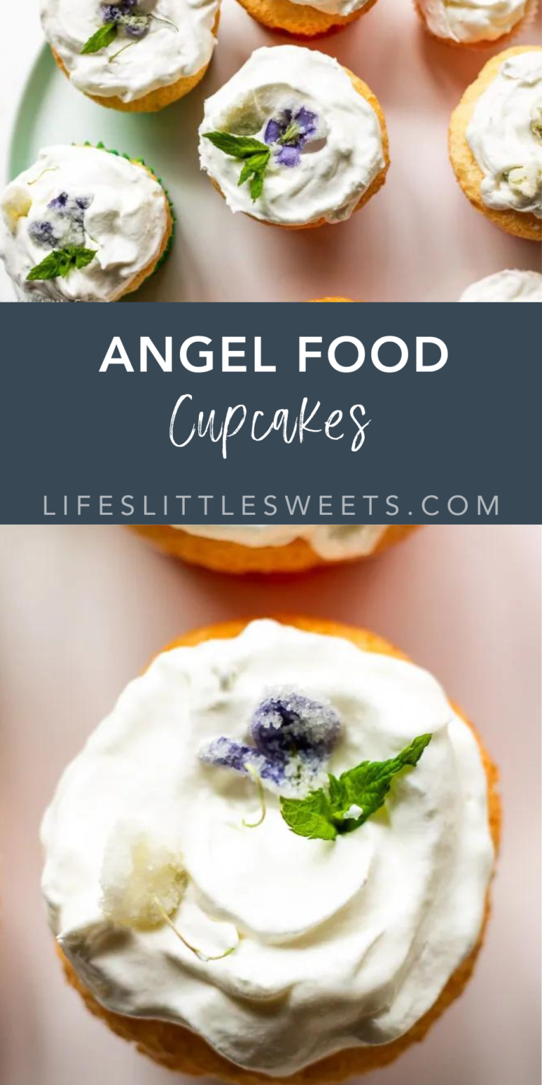Angel Food Cupcakes (Mint + Sugared Violets) - Life's Little Sweets